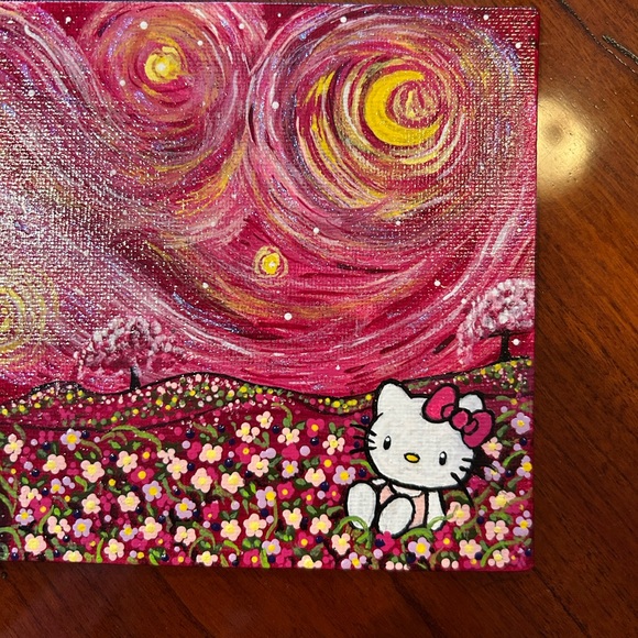Art | Hello Kitty Pink Starry Night Art Painting | Poshmark